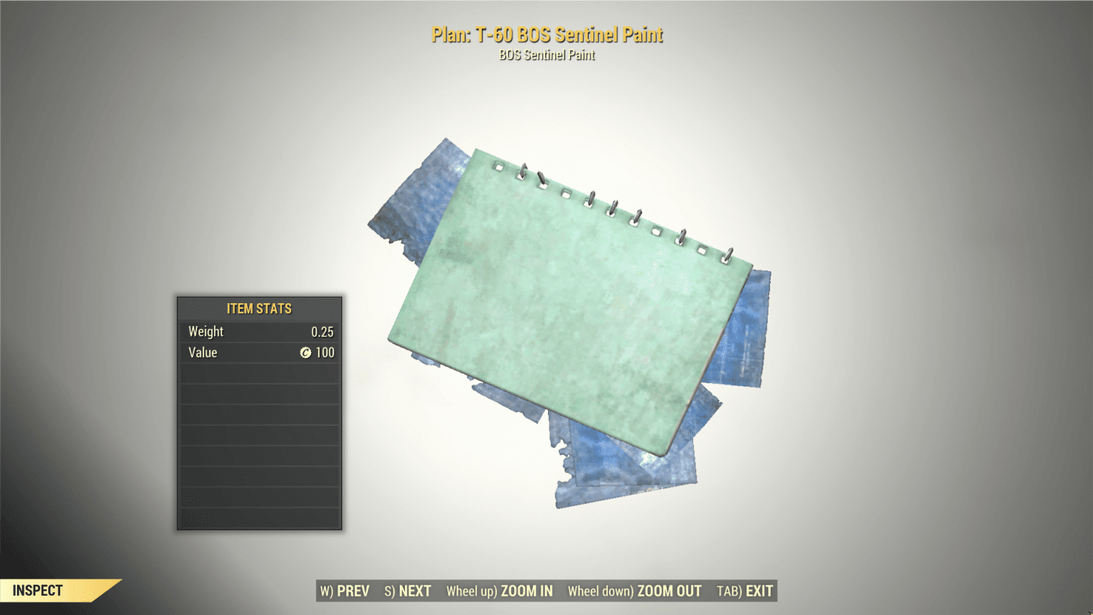 T-60 BoS Sentinel Power Armor Paintjob Plan Fallout 76 (PC) - Buy ...