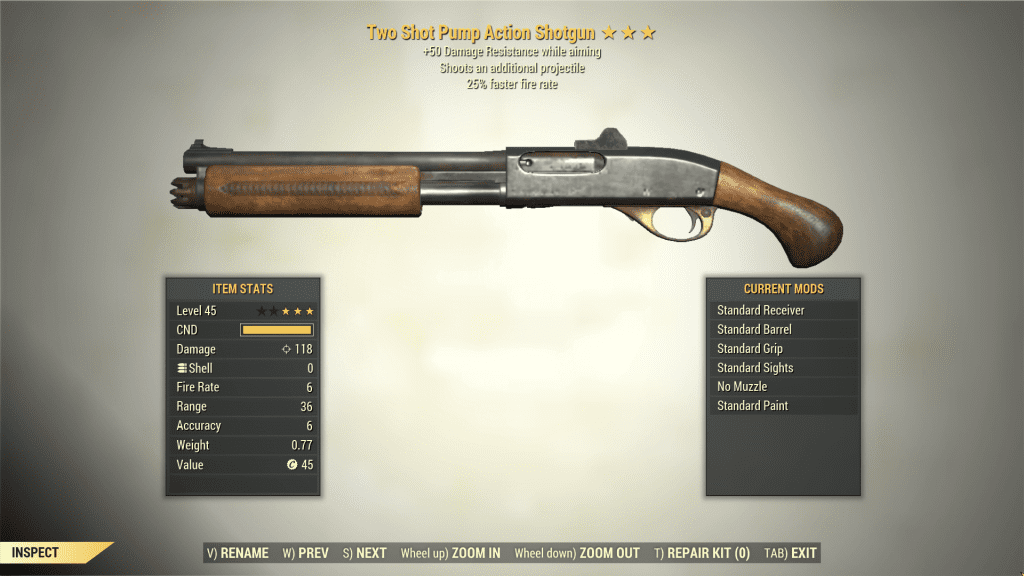 3* Two Shot PUMP ACTION SHOTGUN 25% Faster Fire Rate [+50 DR] Fallout ...