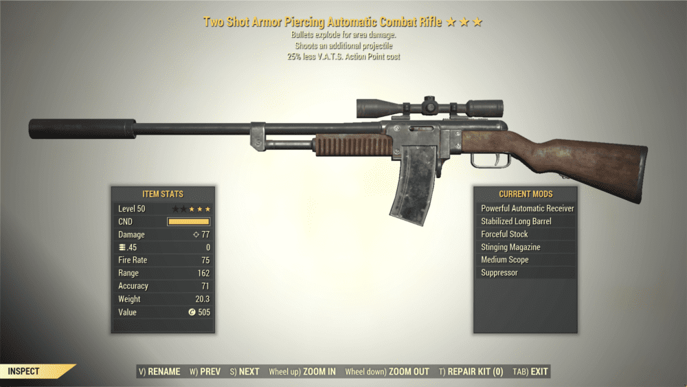 3* Two Shot COMBAT RIFLE Explosive [25% VATS] Fallout 76 (PC) - Buy ...