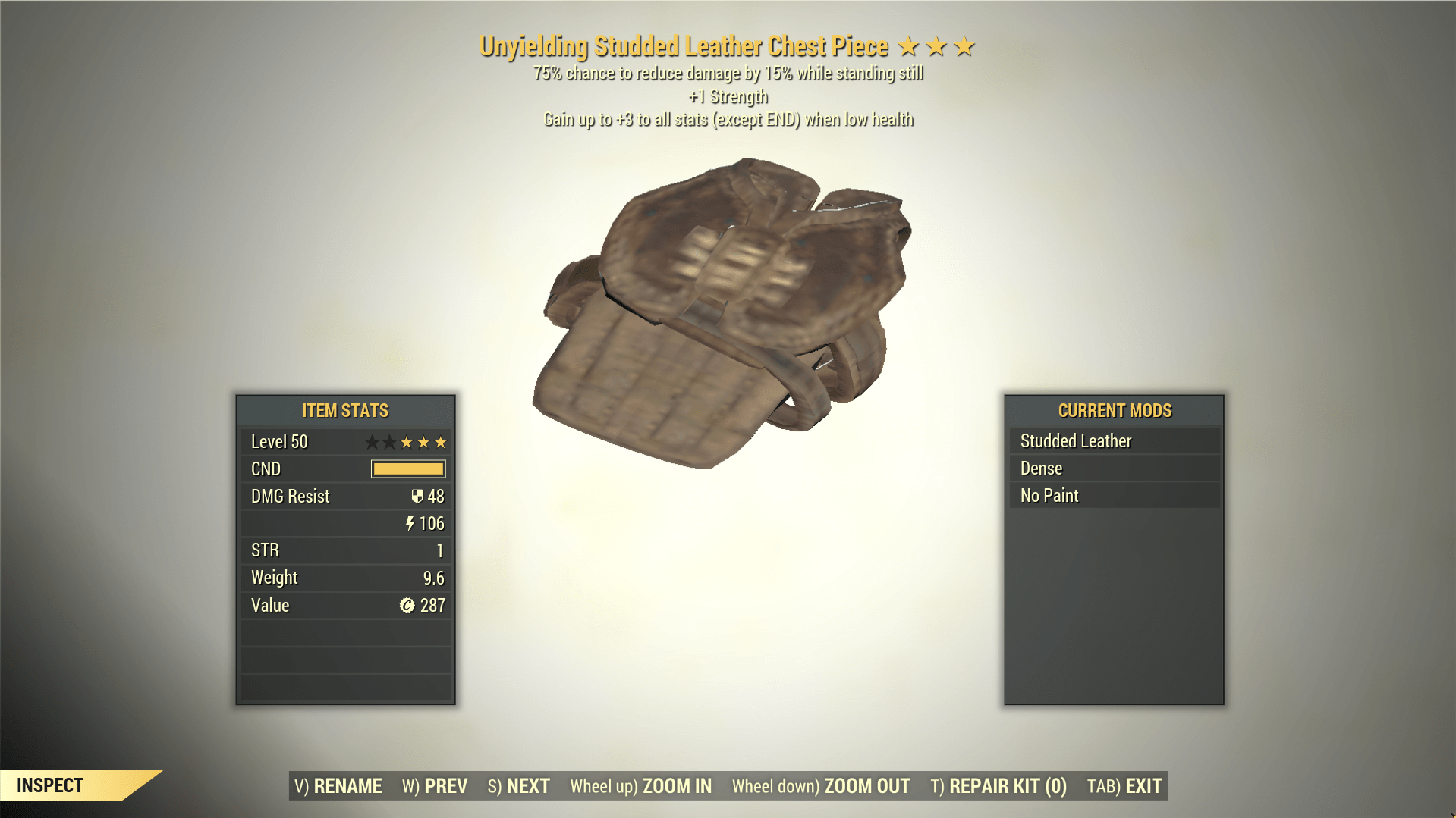 Unyielding Sentinel HEAVY LEATHER Armor Full Set Fallout 76 (PC) - Buy ...