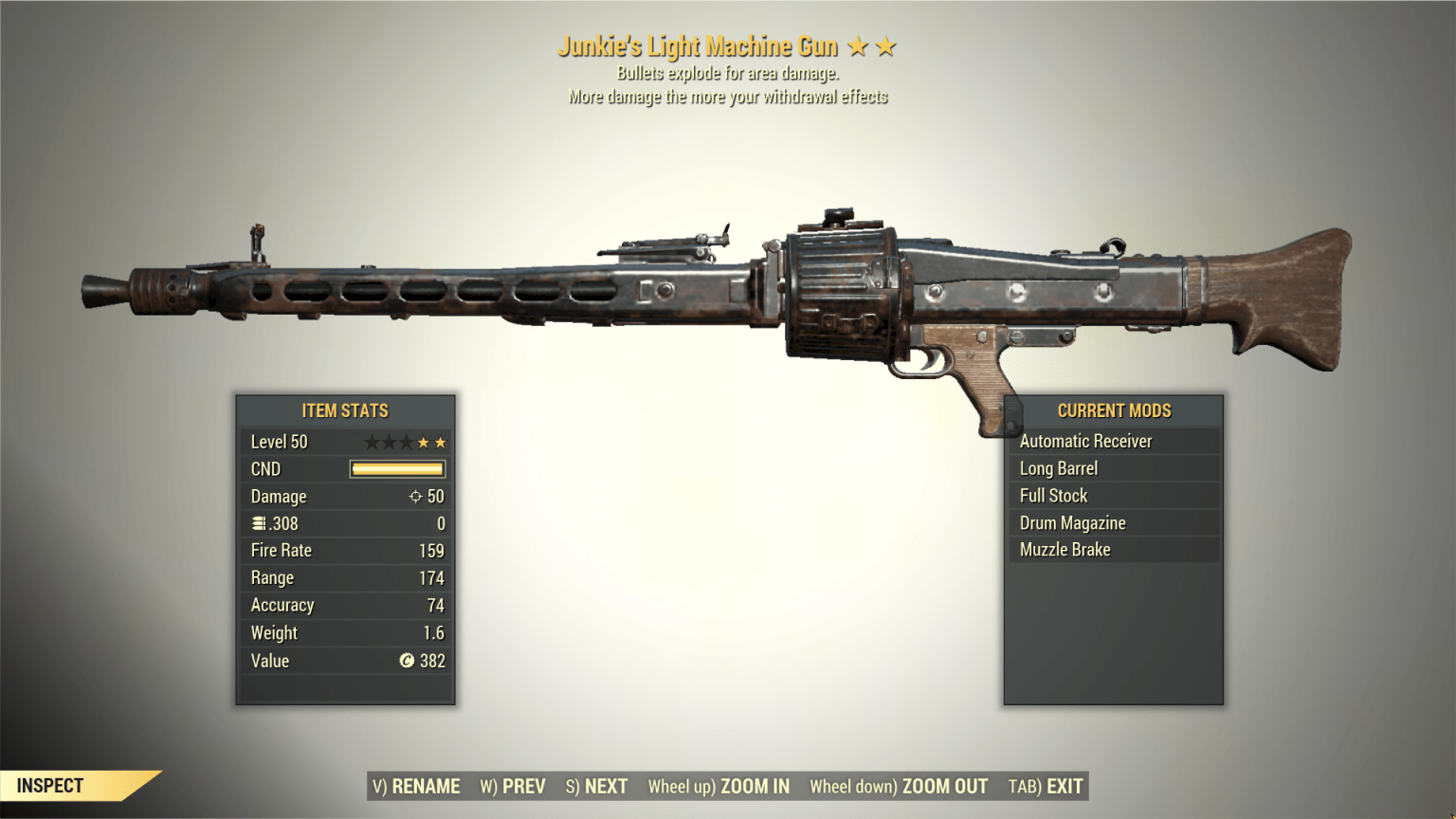 2* Junkie's LIGHT MACHINE GUN Explosive Fallout 76 (PC) - Buy Fallout ...