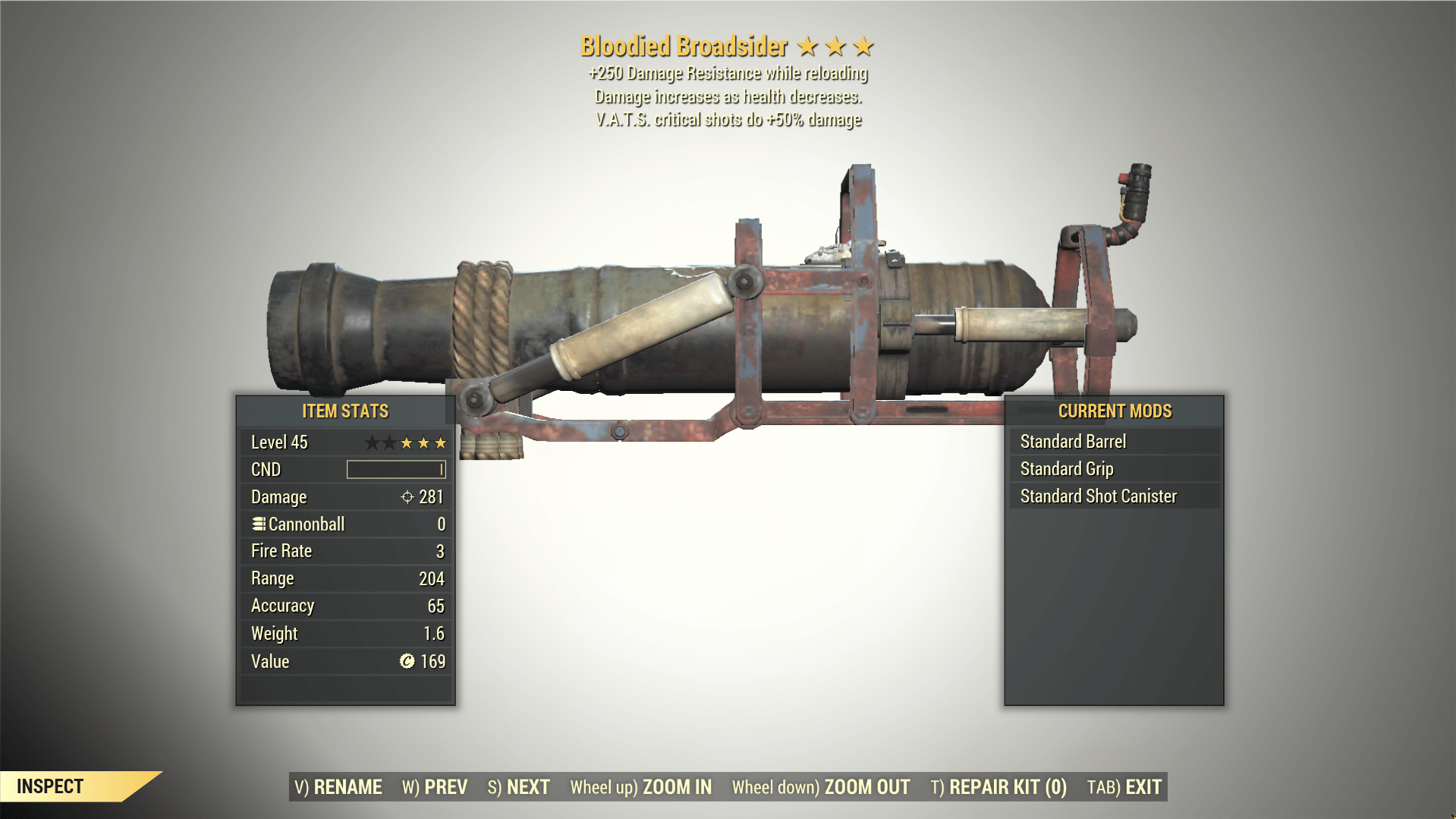 3* Bloodied BROADSIDER 50% VATS Crit [+250DR] Fallout 76 (PC) - Buy ...