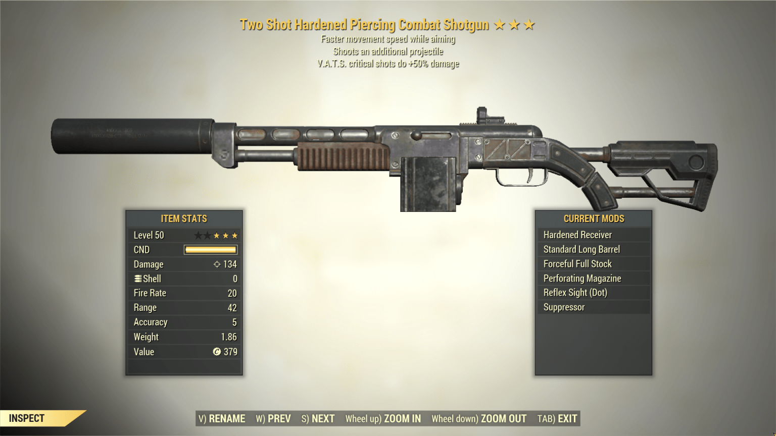 3* Two Shot COMBAT SHOTGUN 50% VATS Crit [Movement] Fallout 76 (PC ...