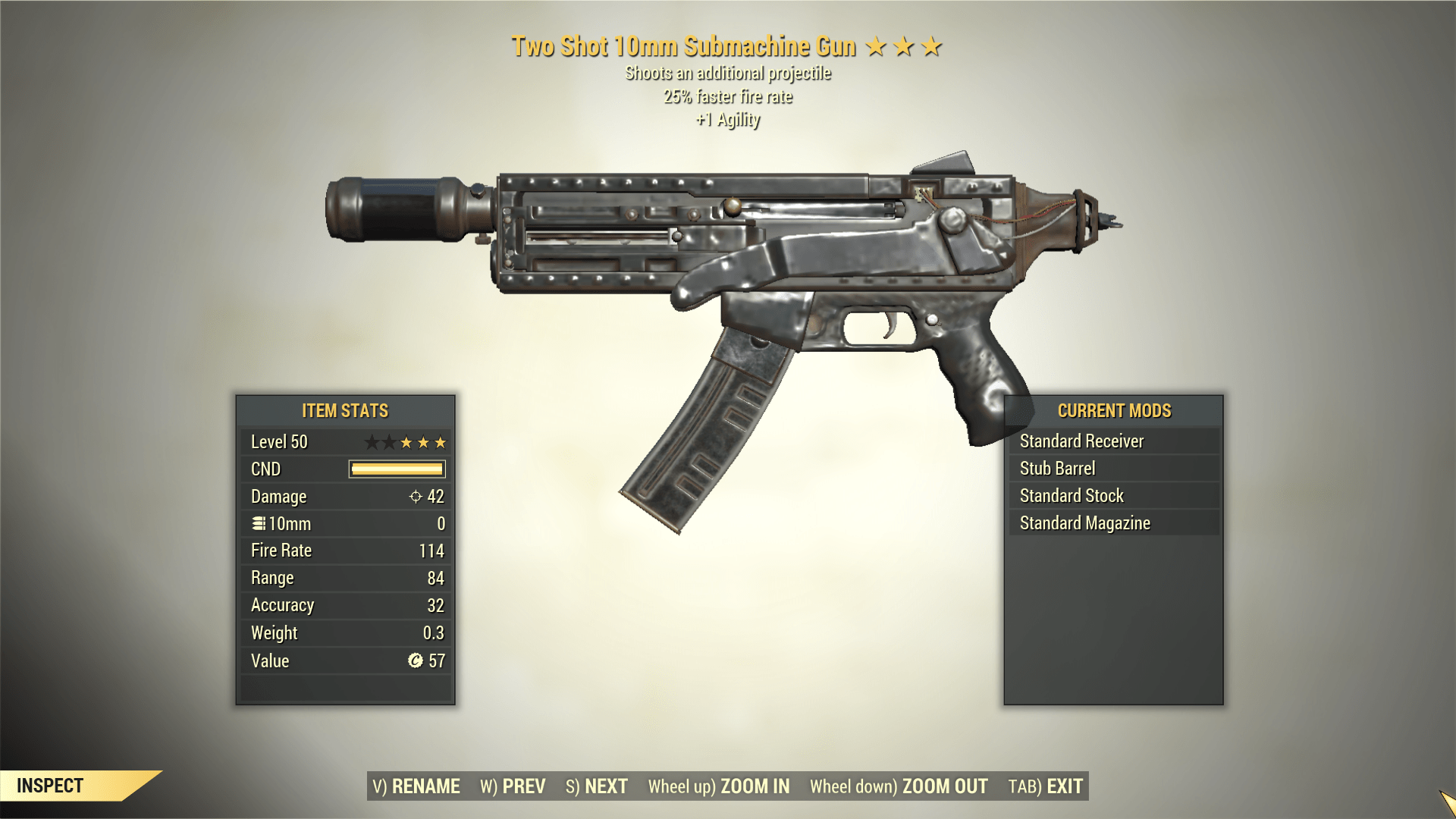 3* Two Shot 10MM SUBMACHINE GUN 25% Faster Fire Rate [+1 Agility ...