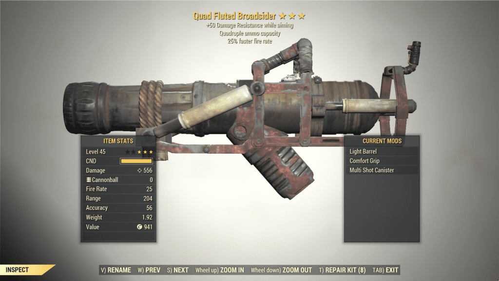 3* Quad BROADSIDER 25% Faster Fire Rate [+50DR] Fallout 76 (PC) - Buy ...