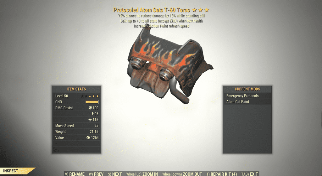 3* Unyielding Sentinel T-60 Power Armor 5xAP Fallout 76 (PC) - Buy ...