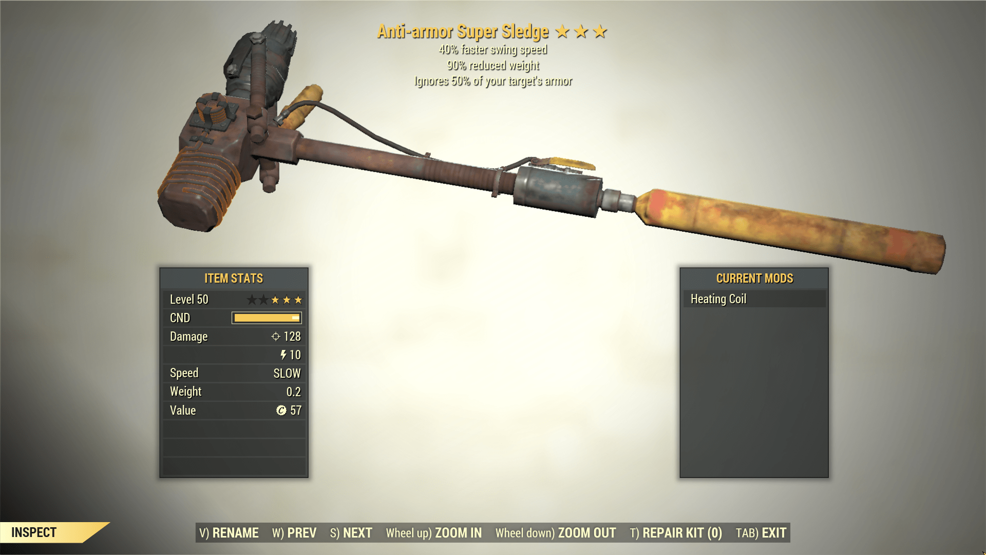 3* Anti-Armor SUPER SLEDGE Swing Speed [90% Reduced Weight] Fallout 76 ...
