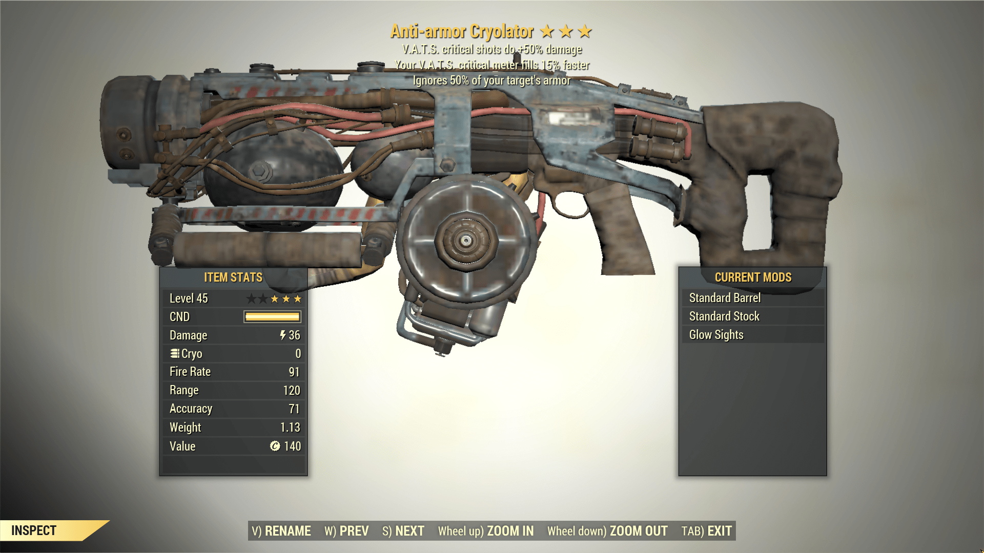 3* Anti-Armor CRYOLATOR 50% VATS Crit [15% VATS Refill] Fallout 76 (PC ...