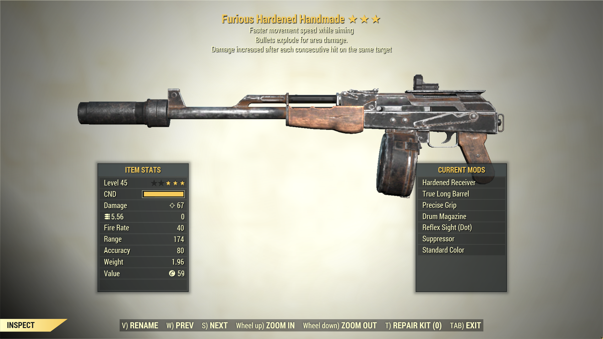 3* Furious HANDMADE RIFLE Explosive [Movement] Fallout 76 (PC) - Buy ...