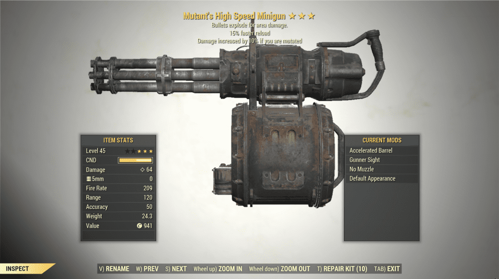 3* Mutant's MINIGUN Explosive [Faster Reload] Fallout 76 (PC) - Buy ...