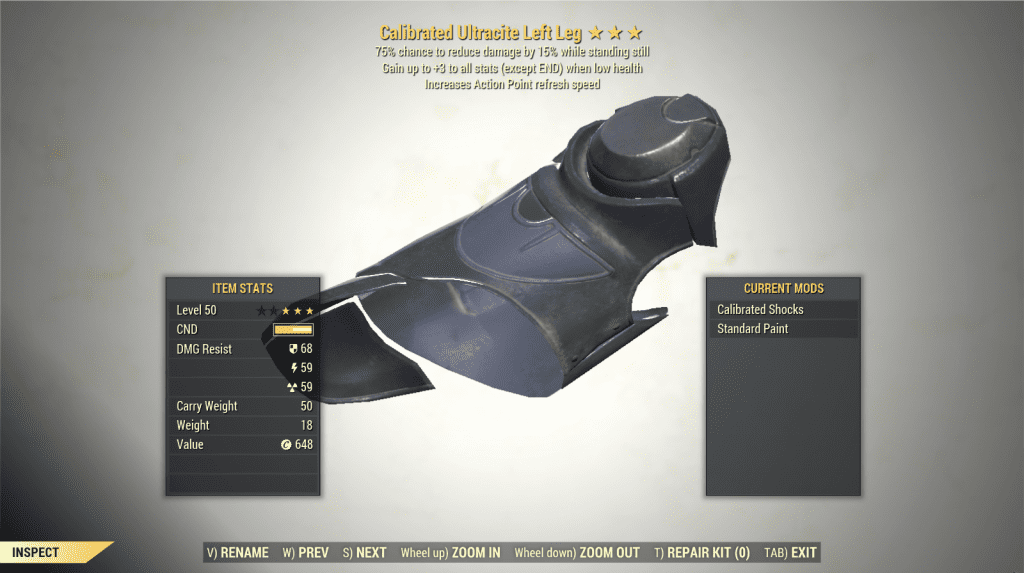 3* Unyielding Sentinel ULTRACITE Power Armor 5AP Fallout 76 (PC) - Buy ...