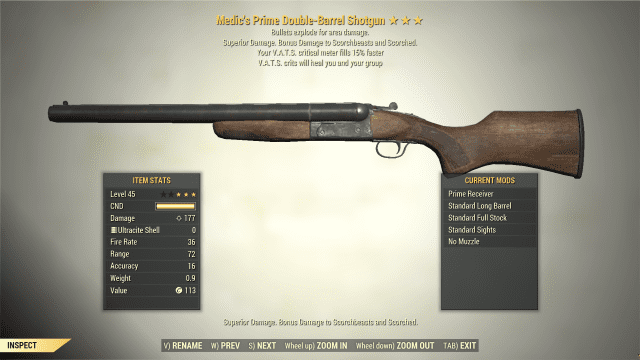 3* Medic's DOUBLE-BARREL SHOTGUN Explosive [Faster Reload] Fallout 76 ...