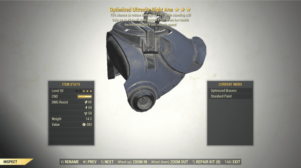 3* Unyielding Sentinel ULTRACITE Power Armor 5AP Fallout 76 (PC) - Buy ...