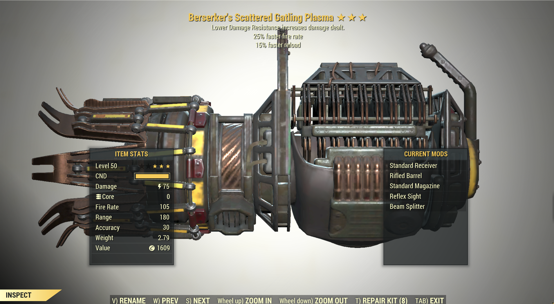 3* Berserker's GATLING PLASMA 25% Faster Fire Rate [Faster Reload ...