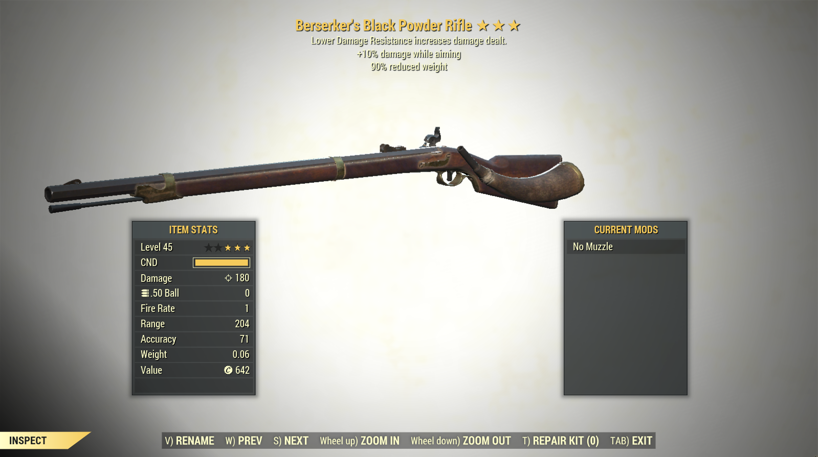 3* Berserker's BLACK POWDER RIFLE Aim Damage [90% Reduced Weight ...