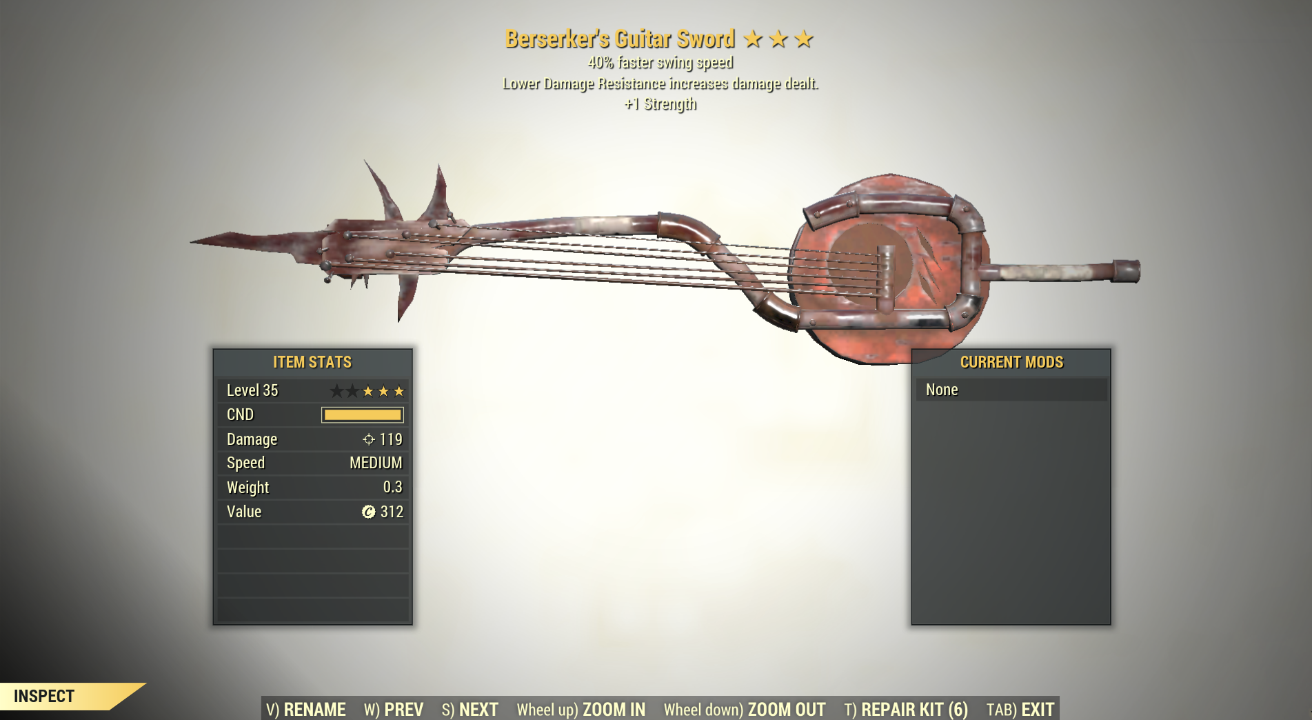 [Level 35] 3* Berserker's GUITAR SWORD Swing Speed [+1 Strength ...