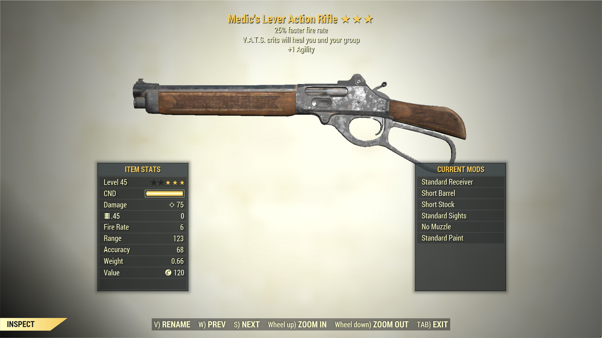 3* Medic's LEVER ACTION RIFLE 25% Faster Fire Rate [+1 Agility] Fallout ...