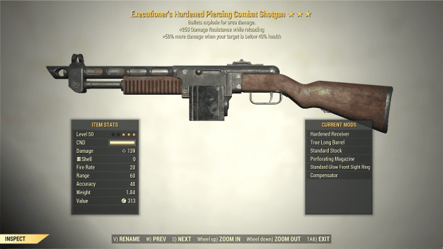 3* Executioner's COMBAT SHOTGUN Explosive [+250DR] Fallout 76 (PC ...
