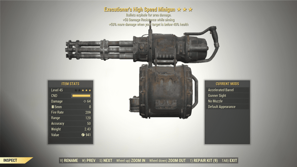 3* Executioner's MINIGUN Explosive [+50DR] Fallout 76 (PC) - Buy ...