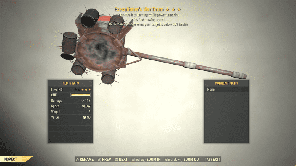 3* Executioner's WAR DRUM Power Attack [40%DR] Fallout 76 (PC) - Buy ...