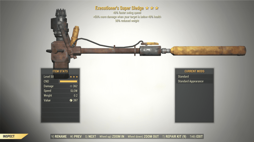 3* Executioner's SUPER SLEDGE Swing Speed [90% Reduced Weight] Fallout ...