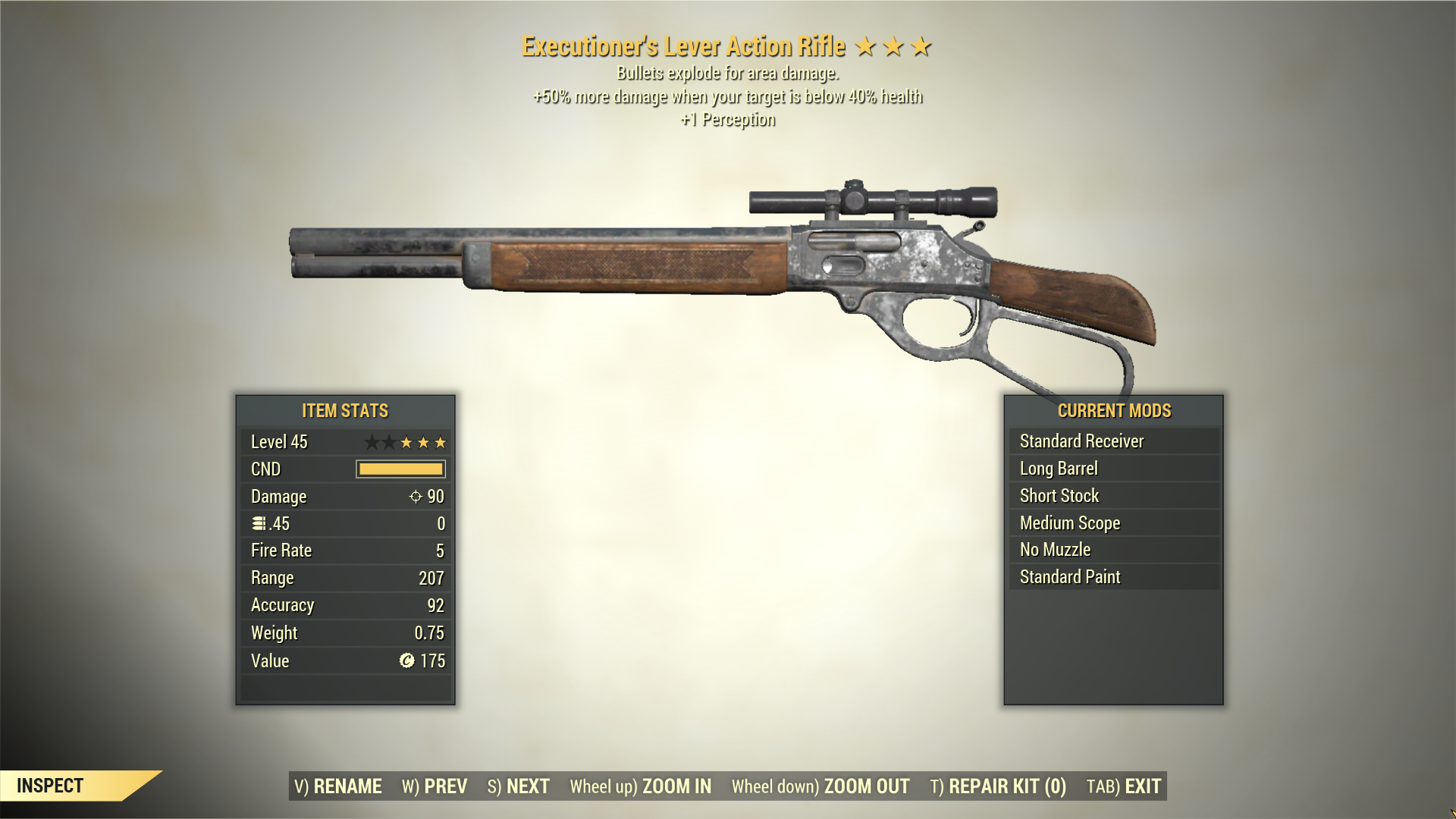 3* Executioner's LEVER ACTION RIFLE Explosive [+1 Perception] Fallout ...