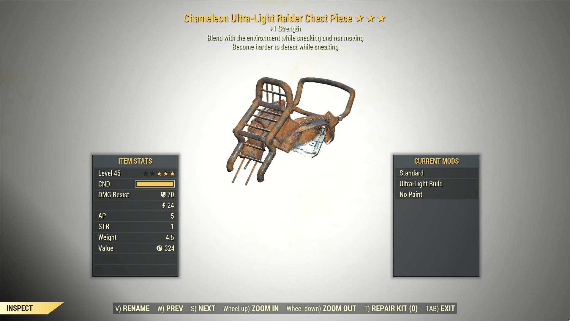 3* Chameleon Sneak HEAVY RAIDER Armor Chest [+1 Strength] Fallout 76 ...