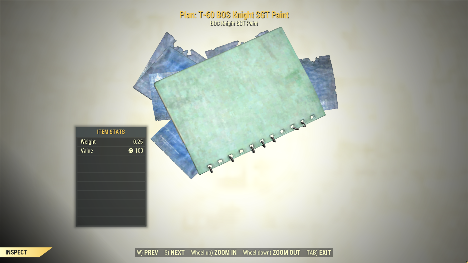 T-60 BoS Knight Sergeant Power Armor Paintjob Plan Fallout 76 (PC ...