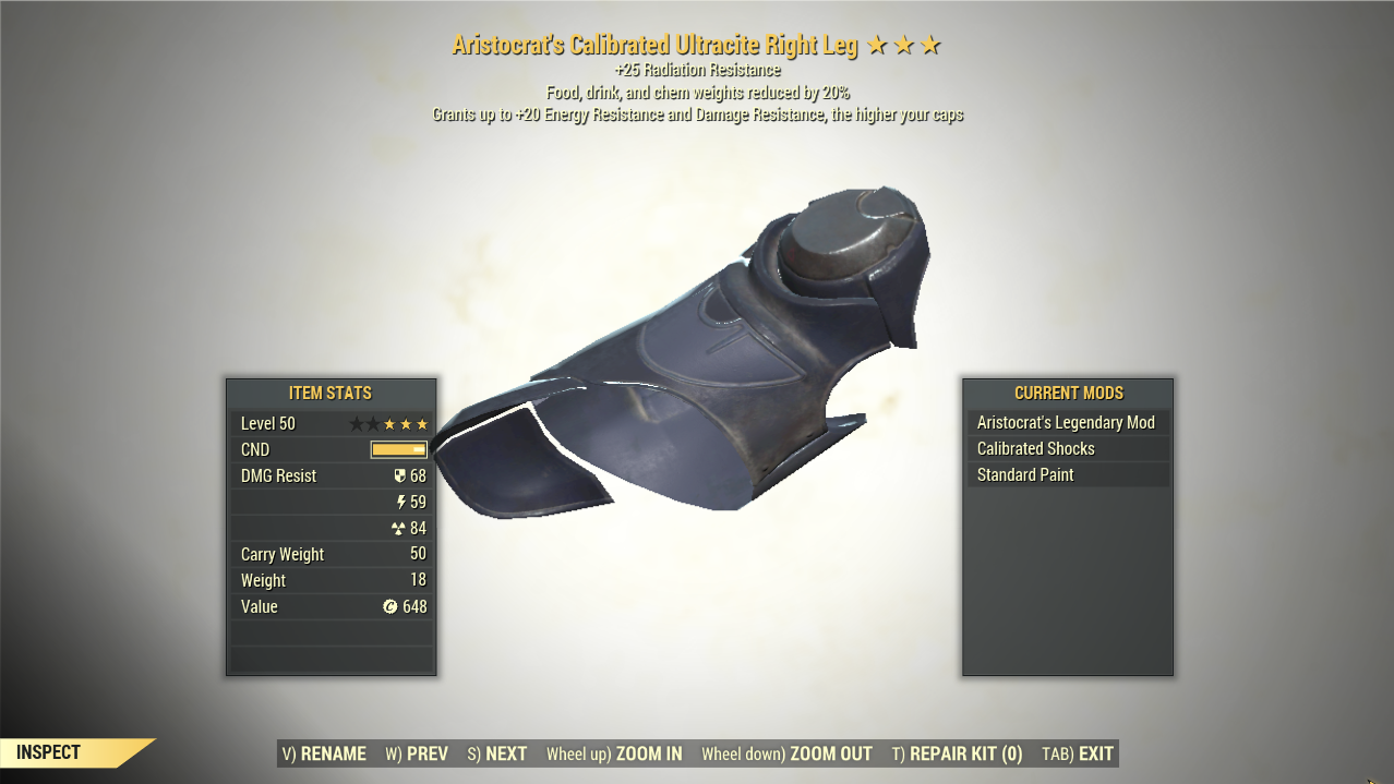 3* Aristocrat's Aid Weight Reduction ULTRACITE Power Armor Set [4AP ...