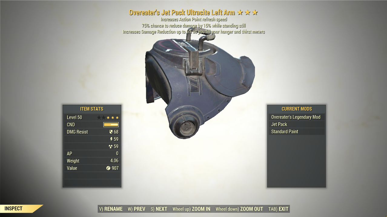 3* Overeater's Sentinel ULTRACITE Power Armor Set [4AP+1Poi] Fallout 76 ...