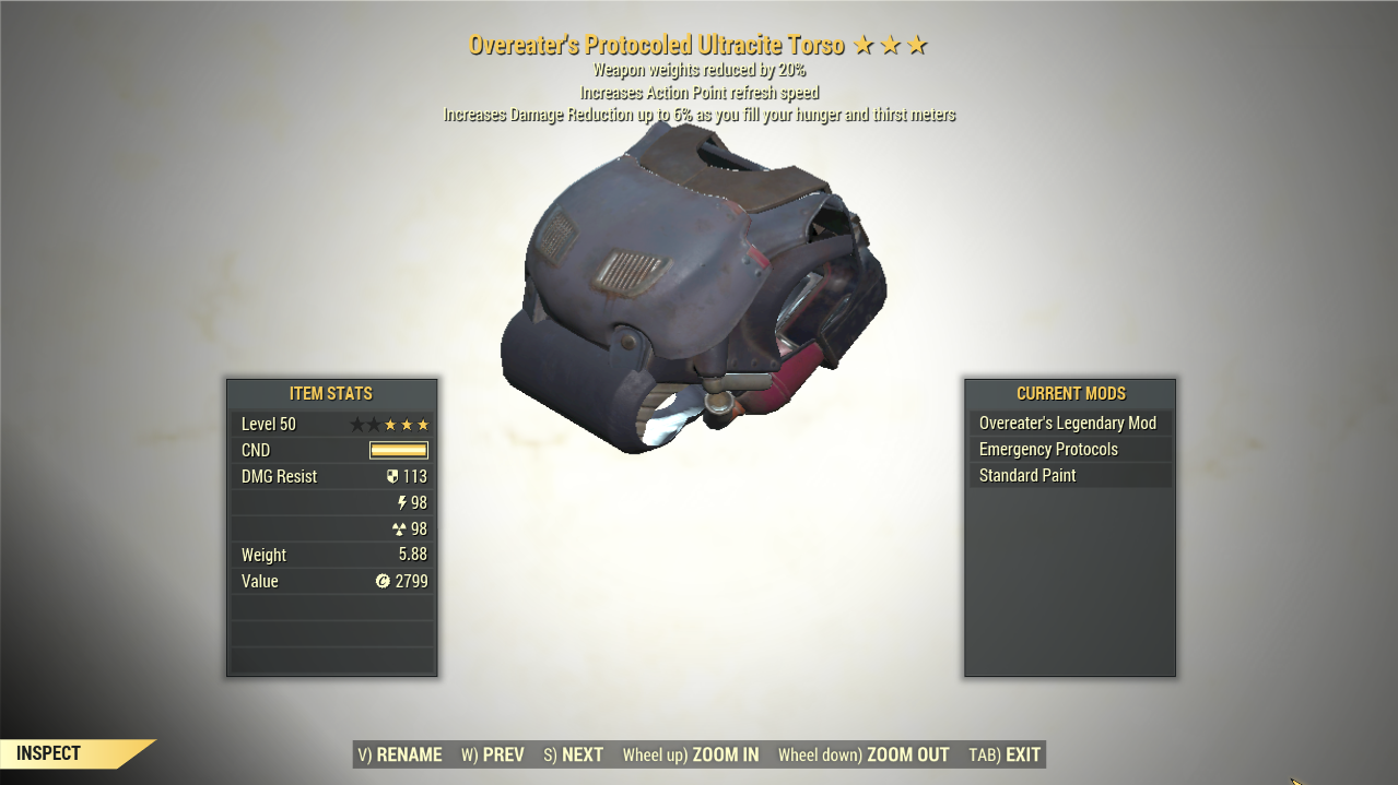 3* Overeater's Weapon Weight Reduction ULTRACITE Power Armor Set [3AP ...