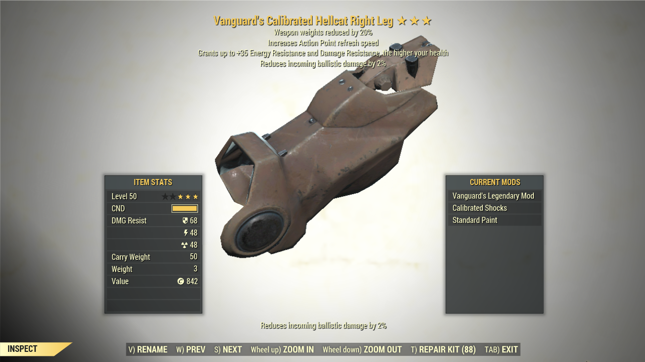 Vanguard Weapon Weight Reduction HELLCAT Power Armor [AP Refresh] Full ...