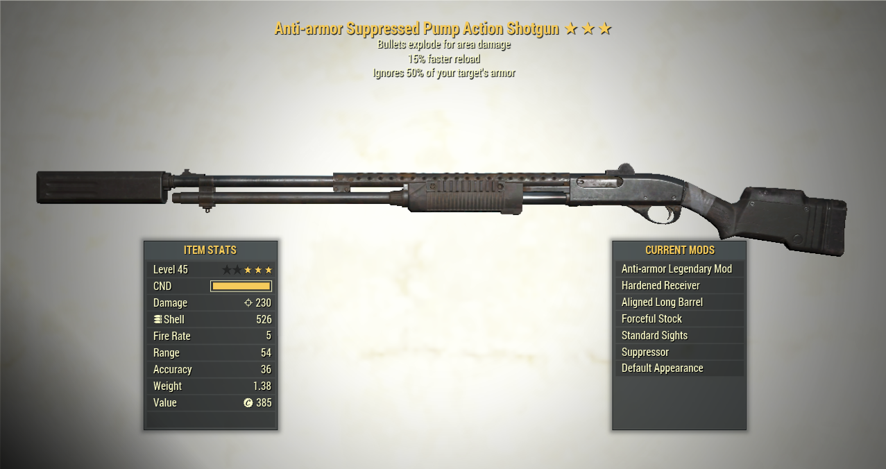 3* Anti-Armor PUMP ACTION SHOTGUN Explosive [Faster Reload] Fallout 76 ...