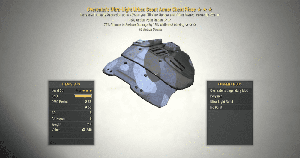 Overeater's Sentinel Scout Armor [5AP] Fallout 76 (PC Only) - Buy ...