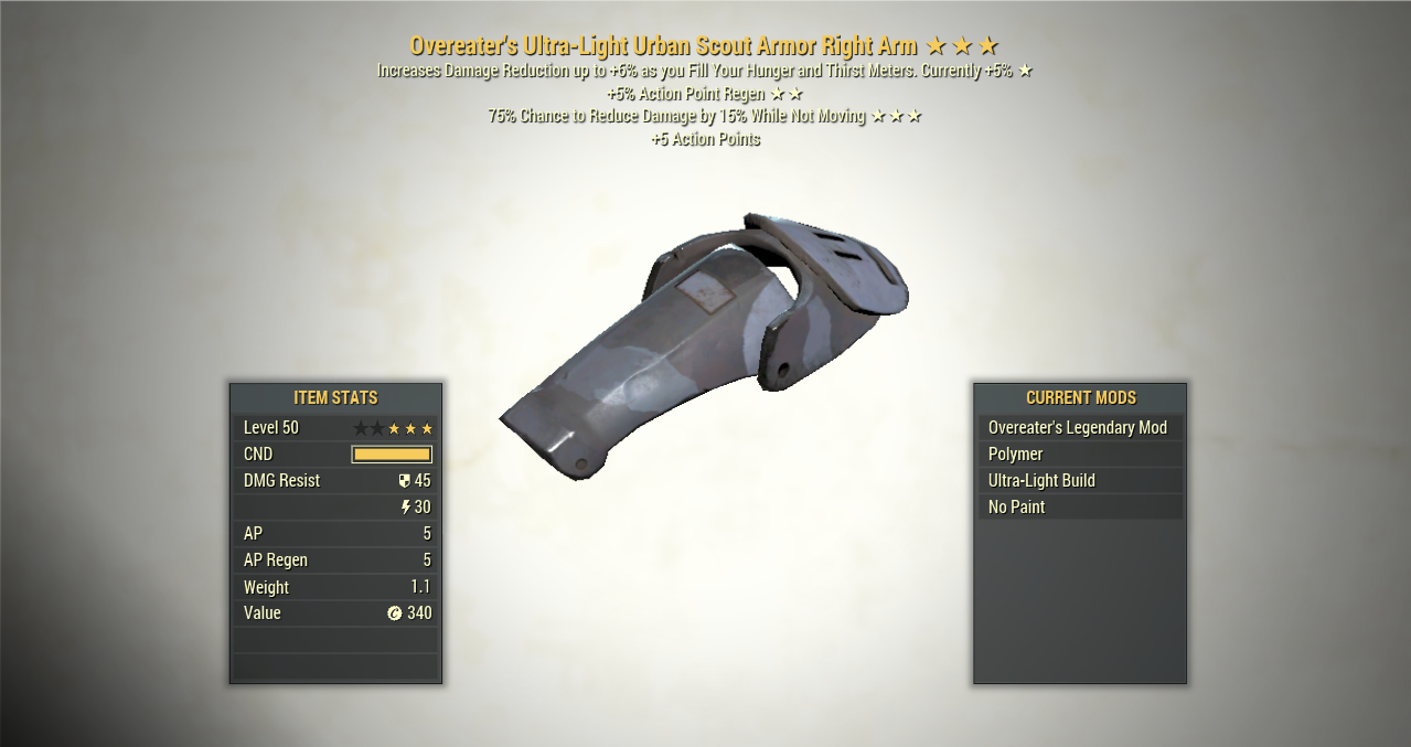 Overeater's Sentinel Scout Armor [5AP] Fallout 76 (PC Only) - Buy ...